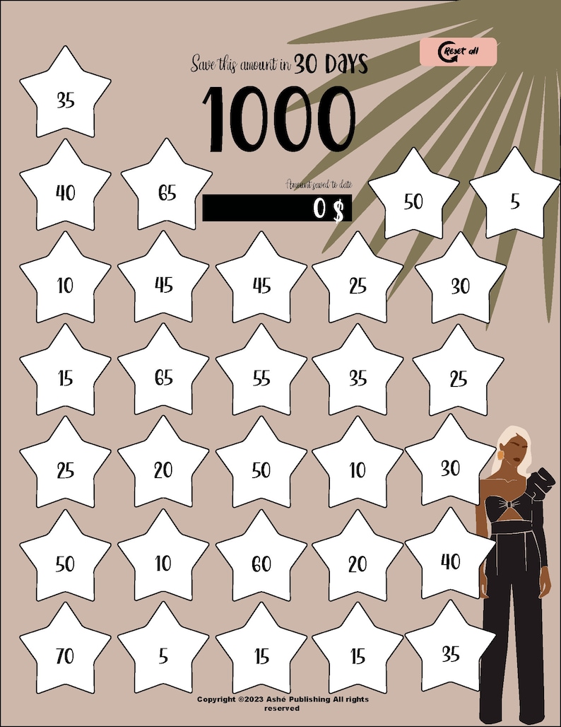 Savings Challenge Printable PDF Interactive PDF 30 Days Savings Money ...