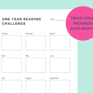 One Year Reading Challenge Template, Printable A4 Size, Yearly Reading ...