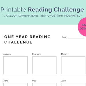 One Year Reading Challenge Template, Printable A4 Size, Yearly Reading ...