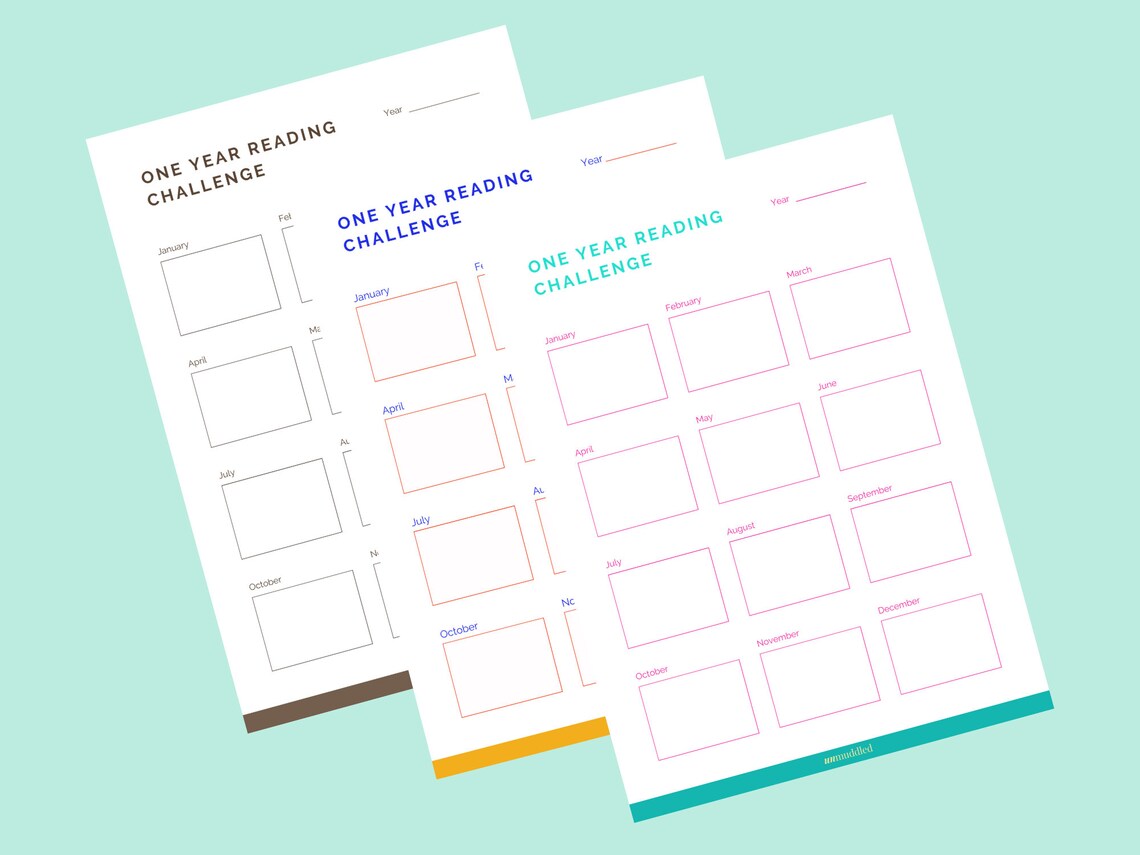 One Year Reading Challenge Template, Printable A4 Size, Yearly Reading ...