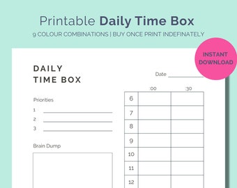 Daily Timebox Planner Printable PDF Template To-do List Time Management ...