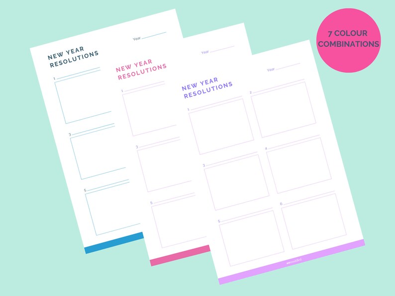 New Year Resolution Template, Printable A4 Size, Vision Board Template ...