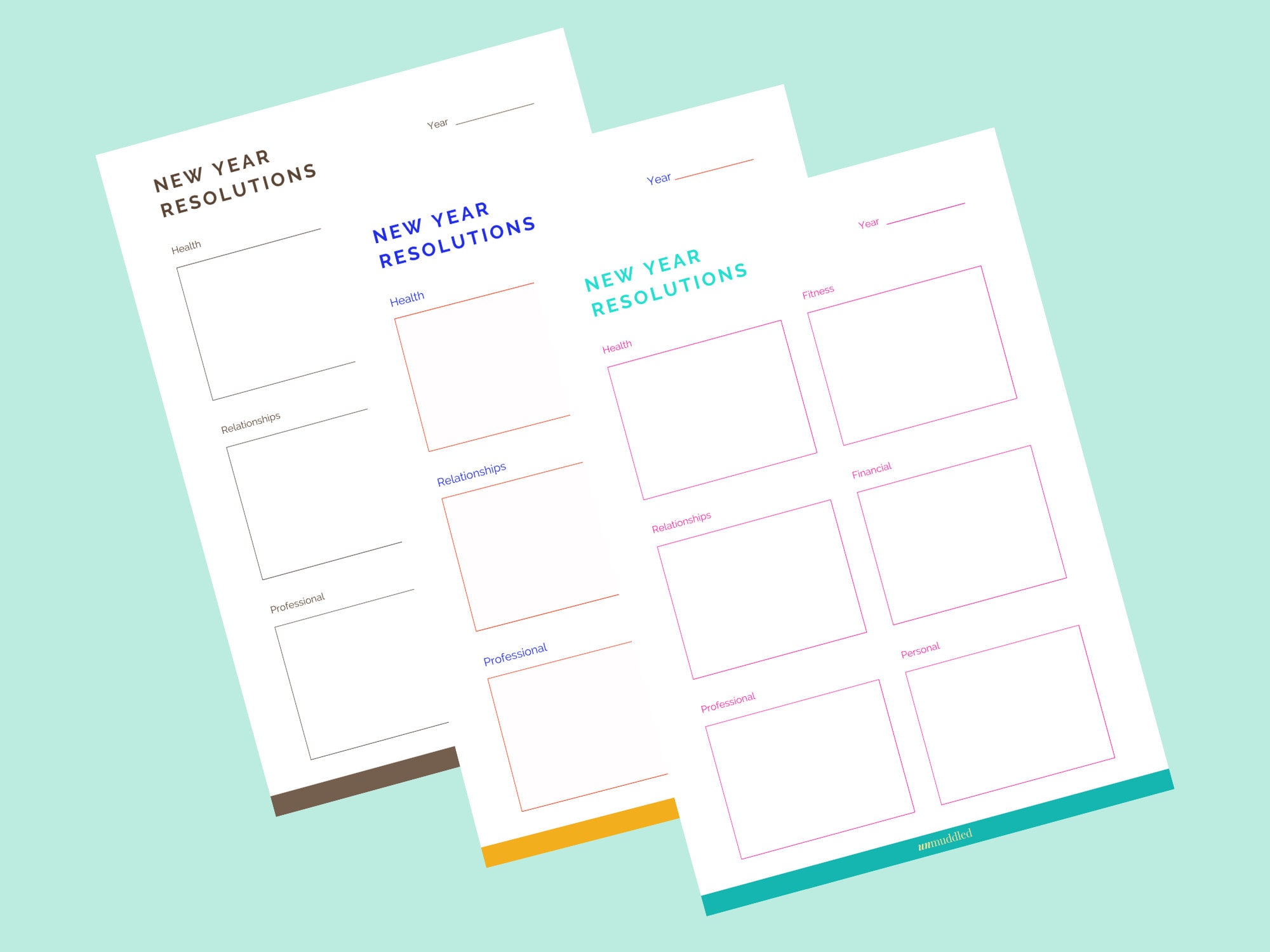 New Year Resolution Template, Printable A4 Size, Vision Board Template ...