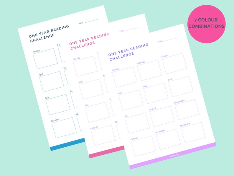 One Year Reading Challenge Template, Printable A4 Size, Yearly Reading ...