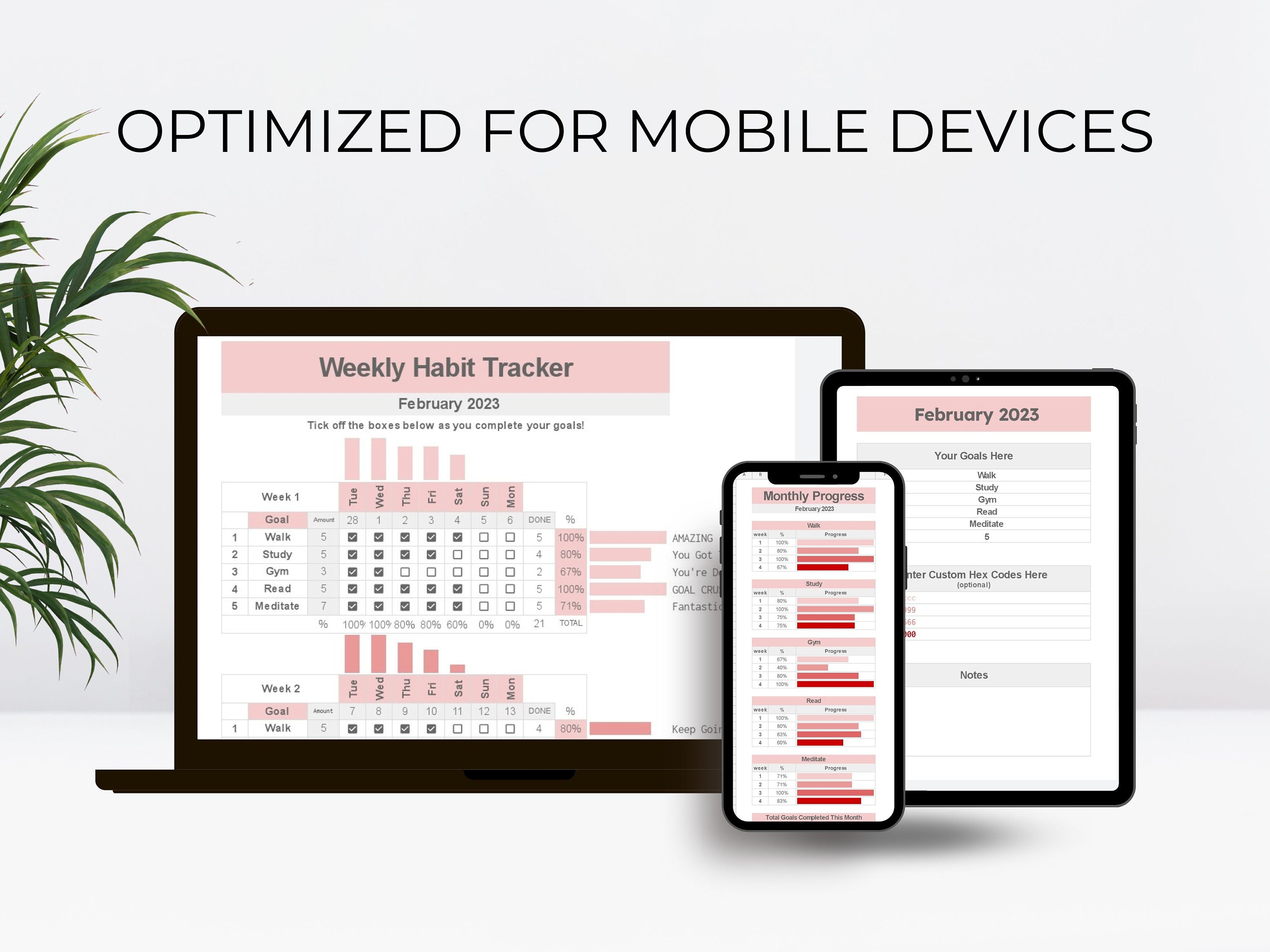 Weekly Habit Tracker Digital Productivity Planner Google Sheets Planner ...