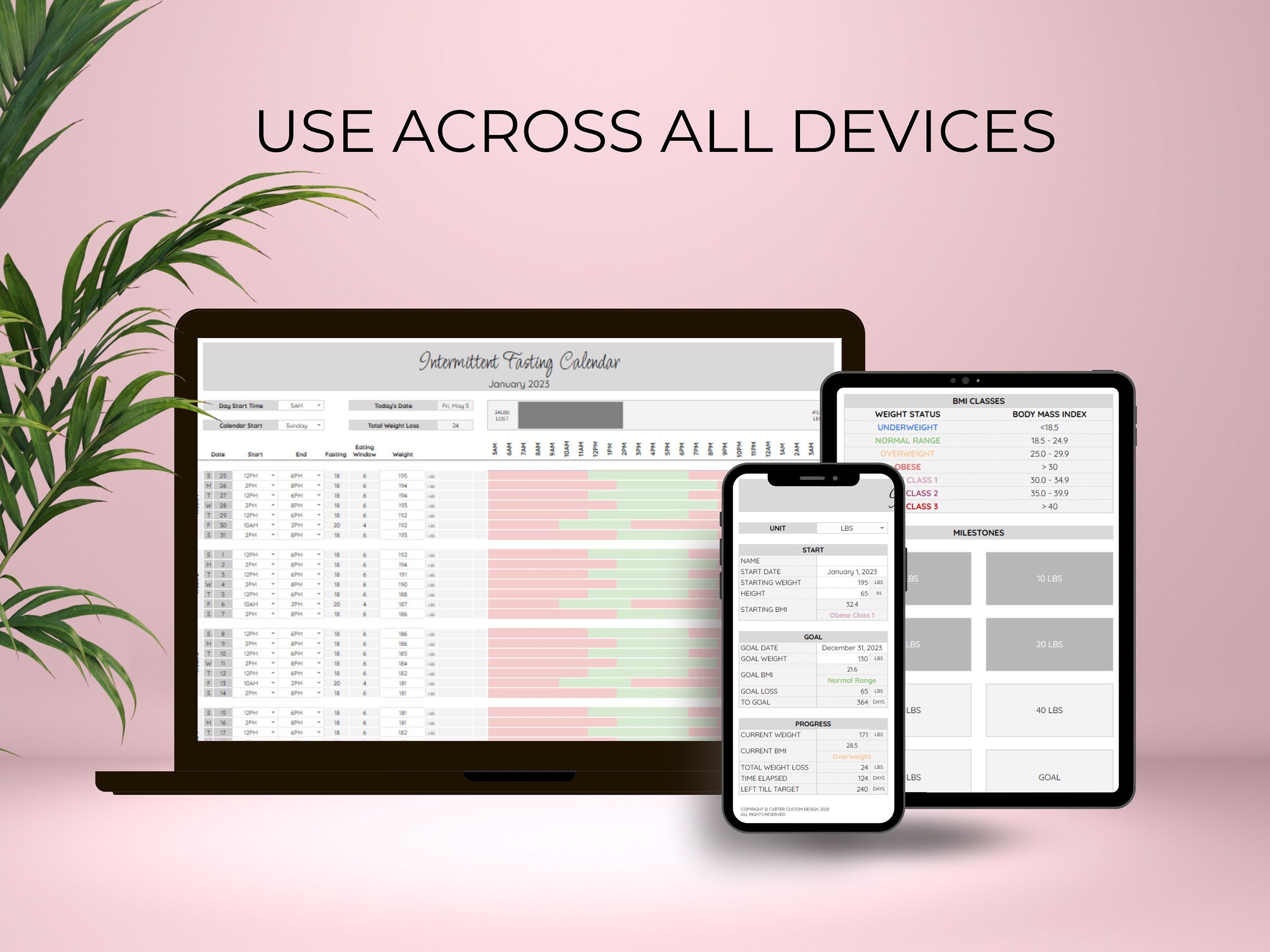 Intermittent Fasting Planner Spreadsheet for Weight Loss Google Sheets ...