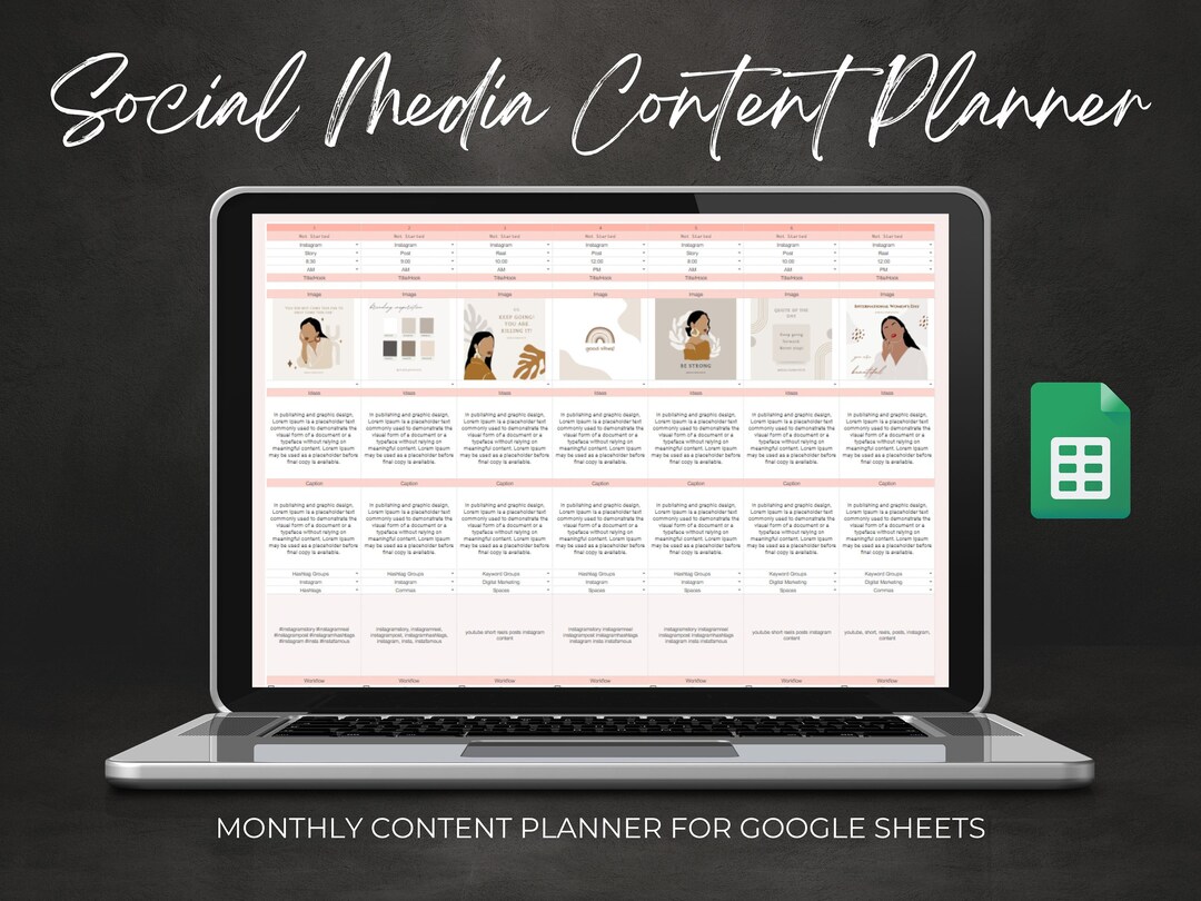 Social Media Content Planner Monthly Content Calendar for Google Sheets ...
