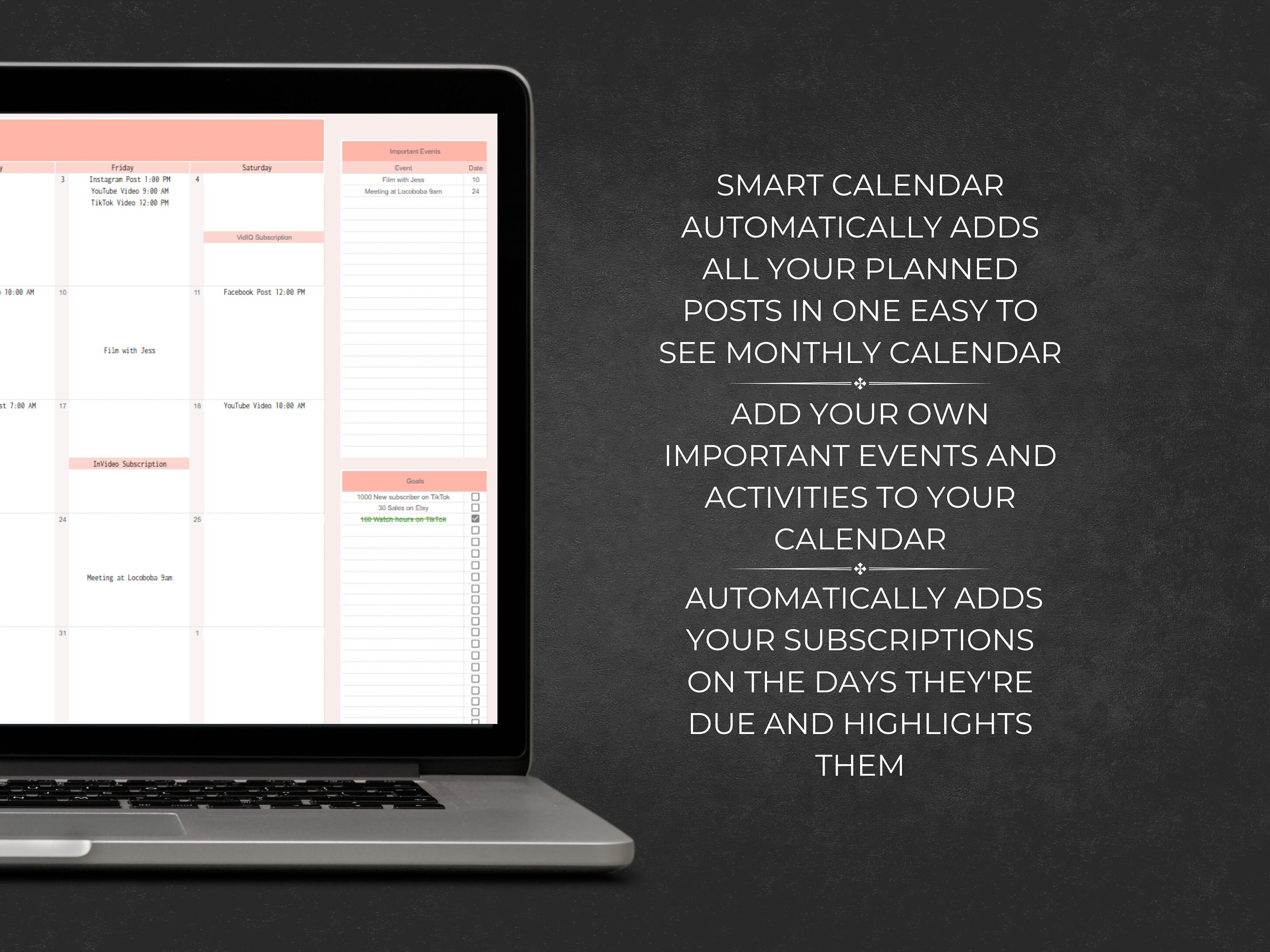 Social Media Content Planner Monthly Content Calendar for Google Sheets ...