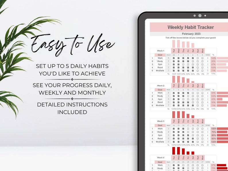 Weekly Habit Tracker Digital Productivity Planner Google - Etsy