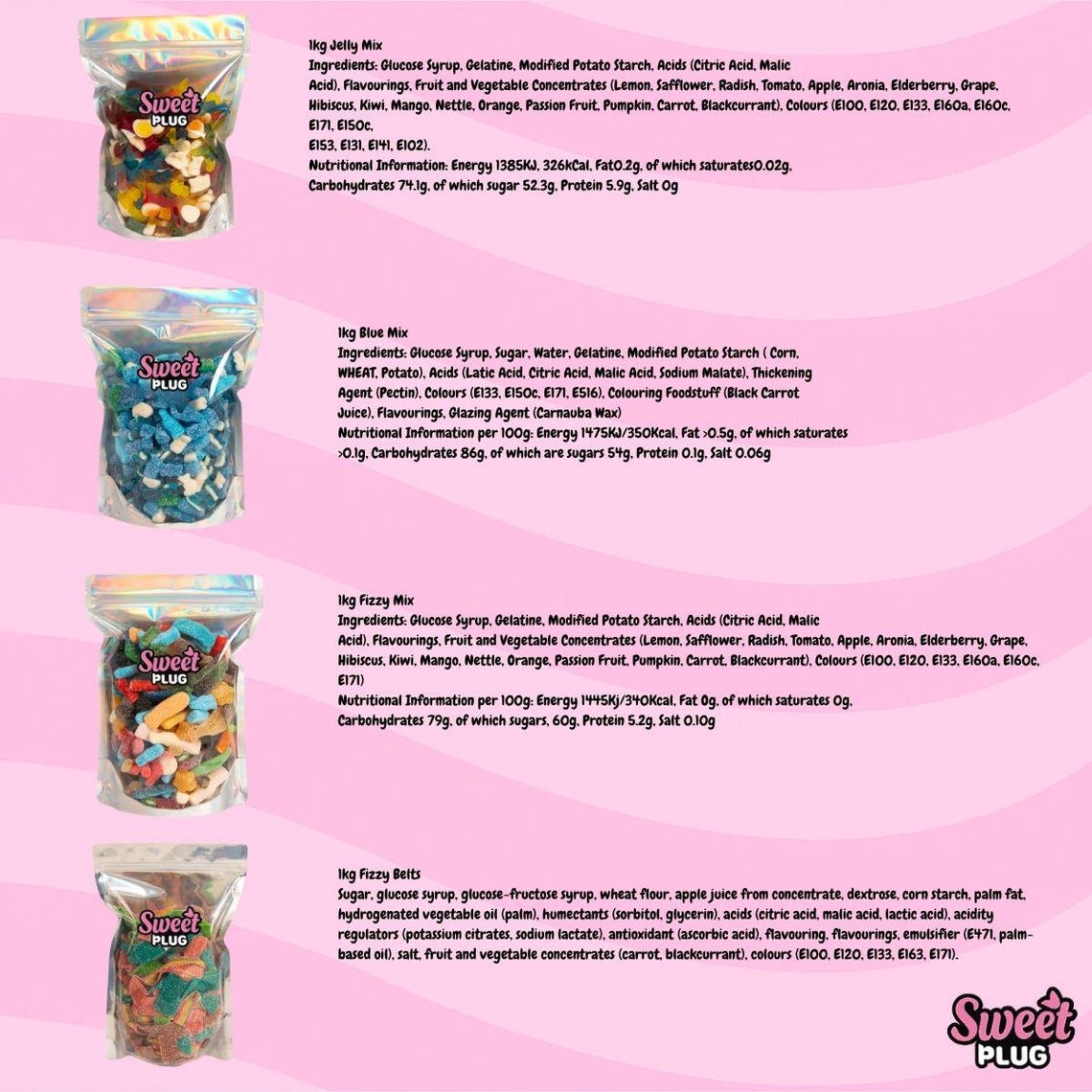 4KG Bundle! 1kg Jelly + 1kg Blue + 1kg Fizzy + 1kg Fizzy Belts - Etsy