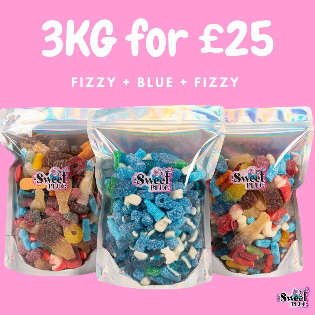 3kg for 25! 1kg Fizzy + 1kg Fizzy + 1kg Blue Candy Sweet Bags - Etsy
