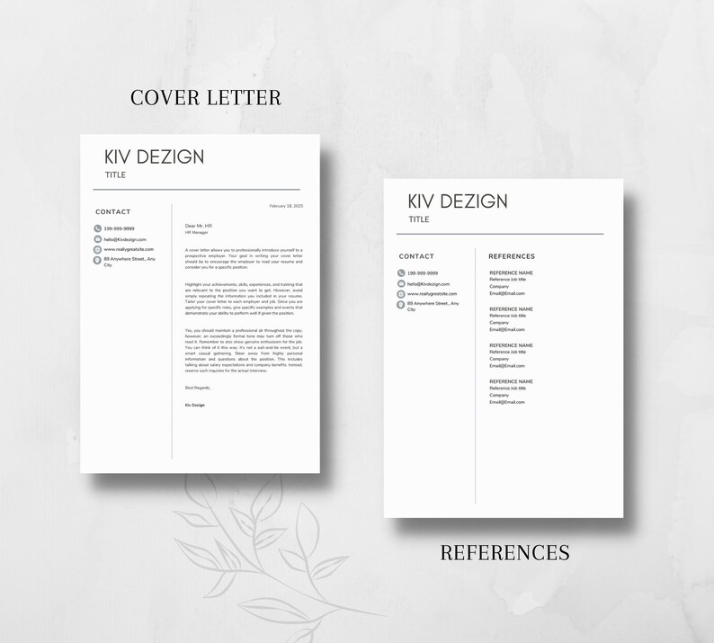 Professional Resume Template, CV Template, 1-2 Page Resume, Cover ...