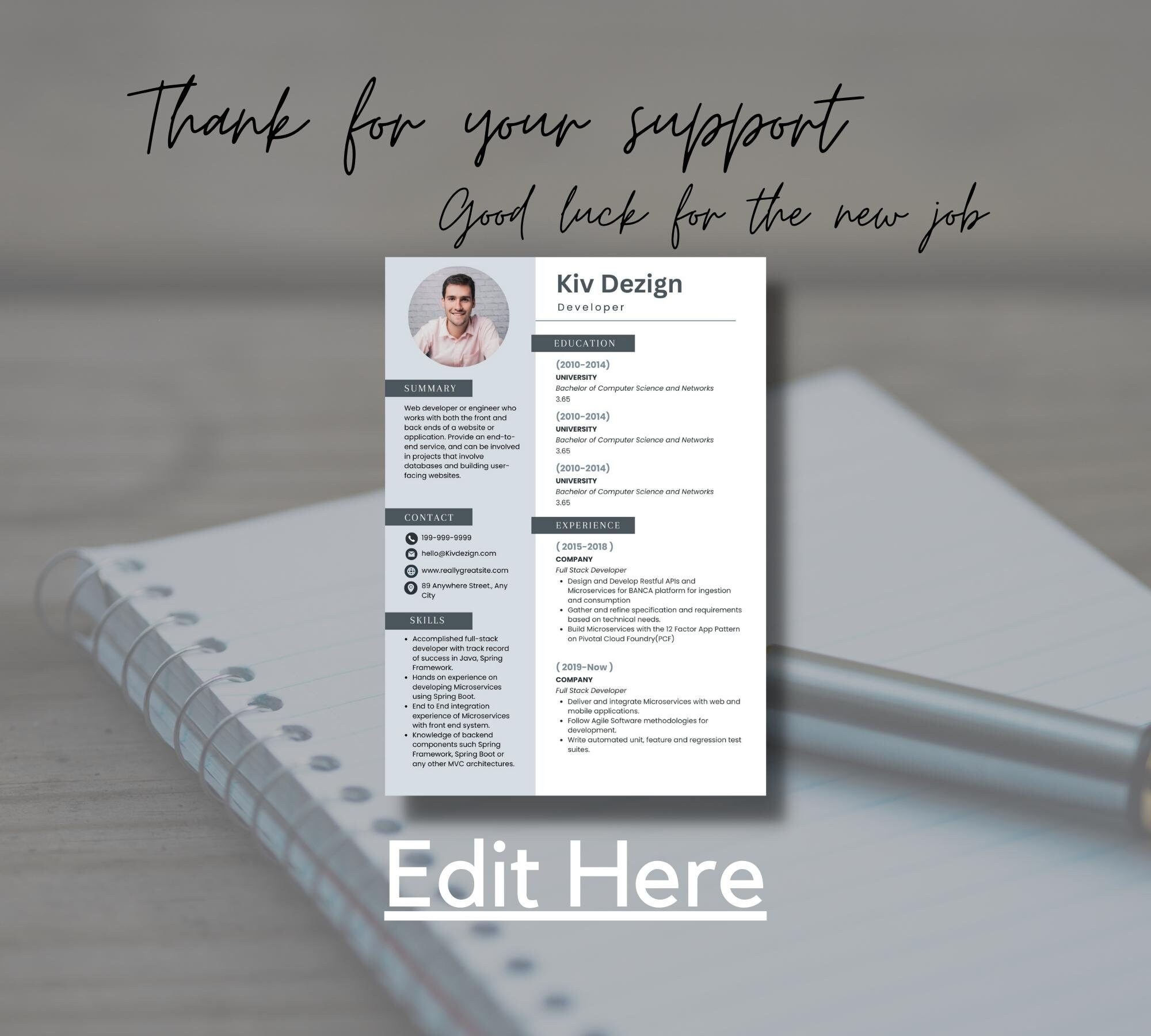 Resume Template, CV Template, 1-2 Page Resume, Cover Letter, Power ...