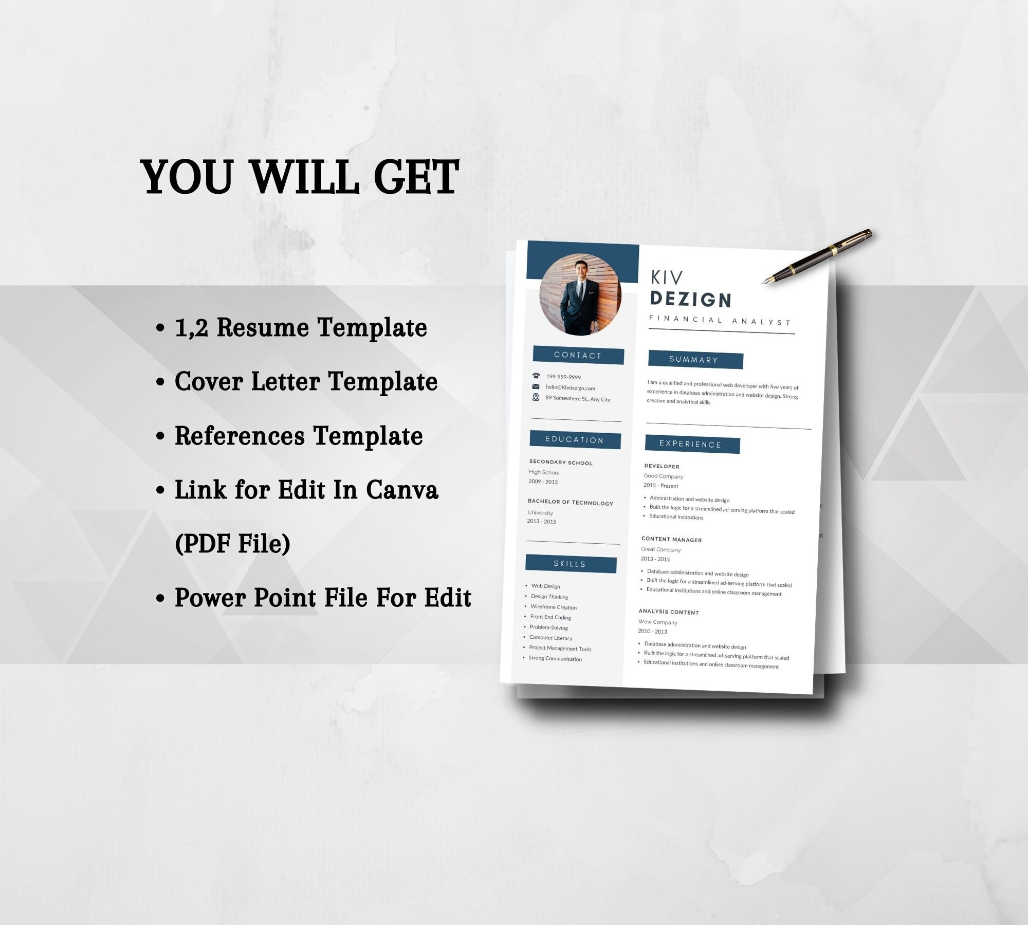 Professional Resume Template, CV Template, 1-2 Page Resume, Cover ...