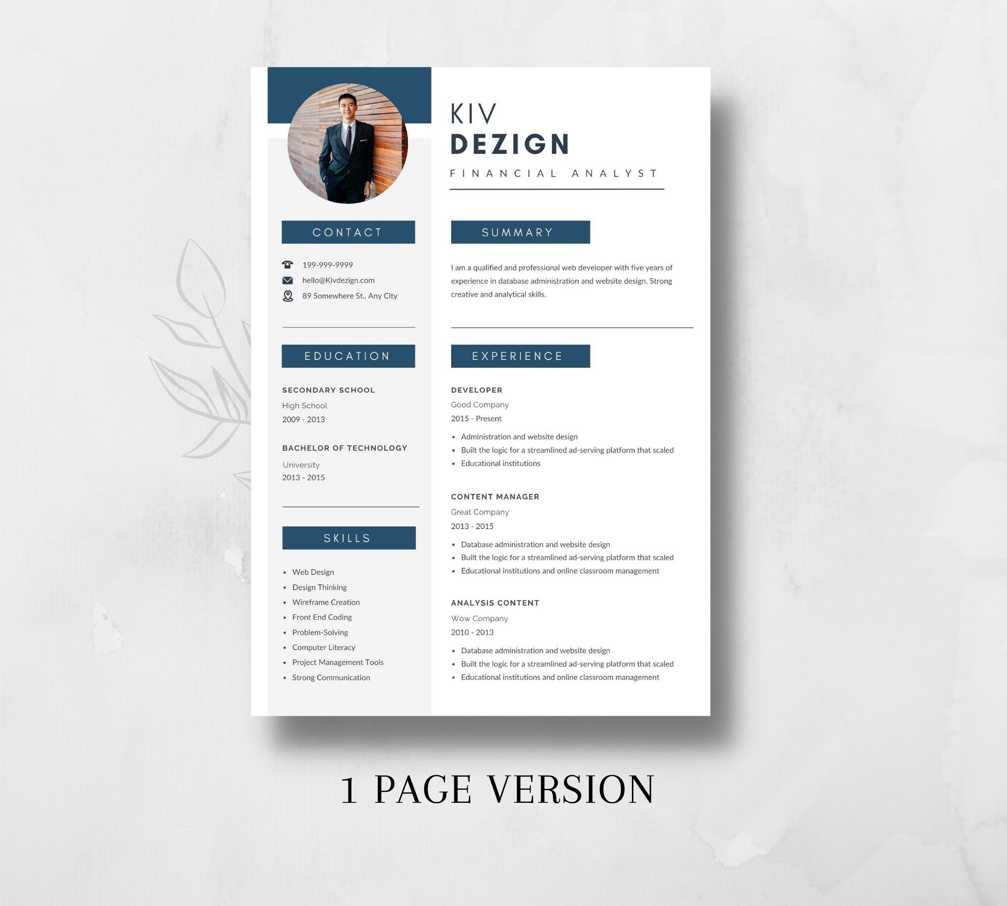 Professional Resume Template, CV Template, 1-2 Page Resume, Cover ...