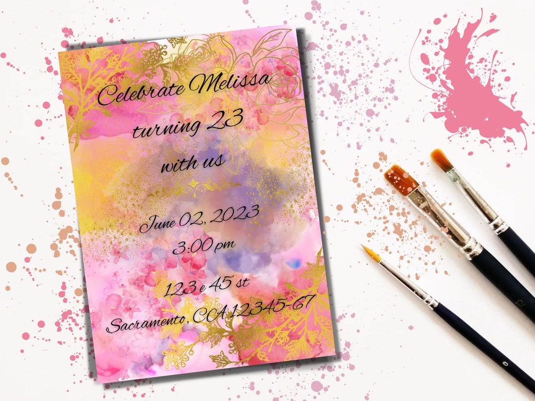 Watercolor Party Invitation - Etsy