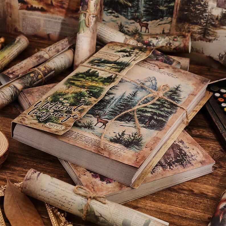 160 Sheets Vintage Natural Scenery Scrapbook Paper With 160 Unique ...