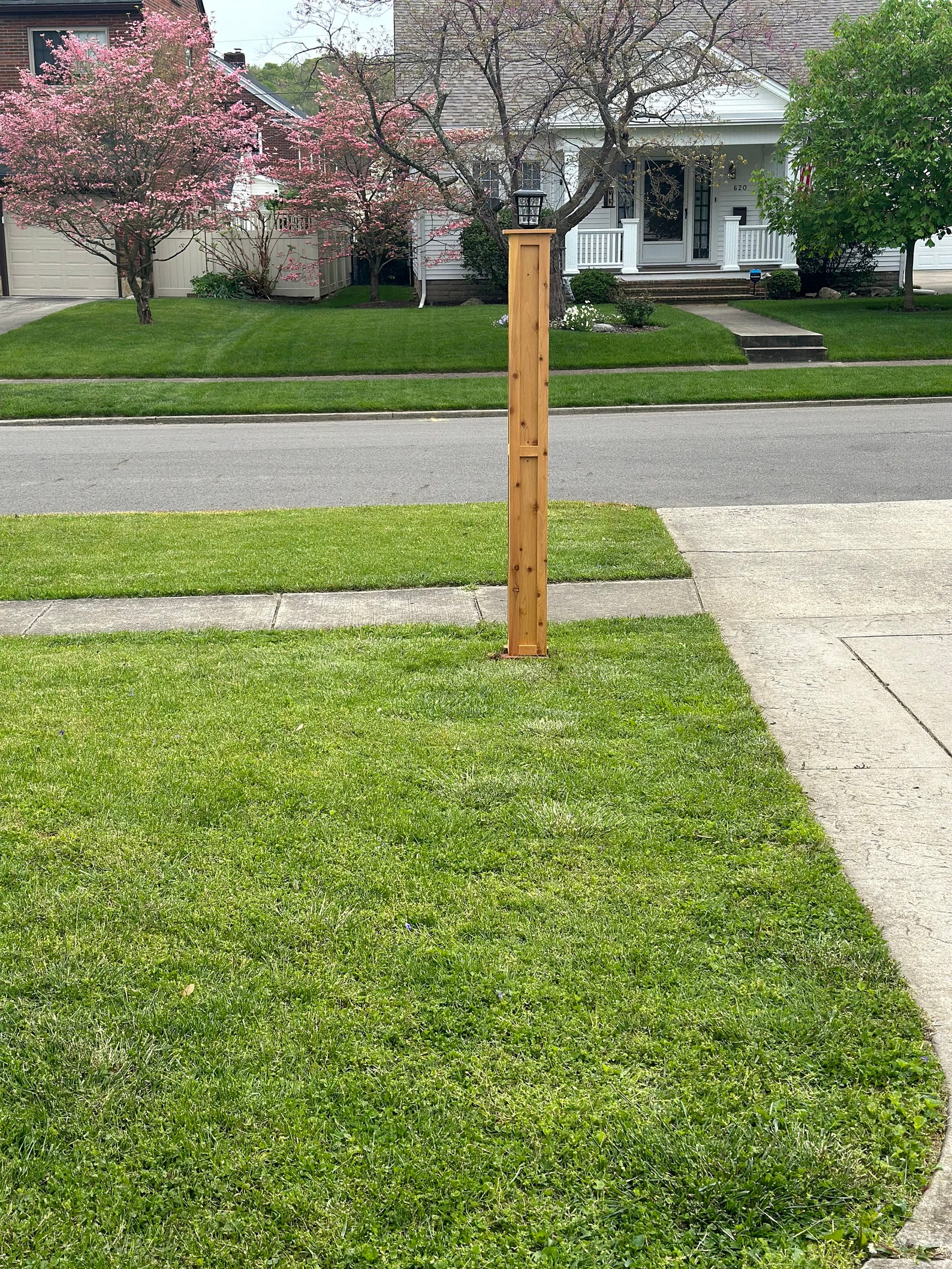 Wooden Cedar Lamp Post With Solar Light - Etsy