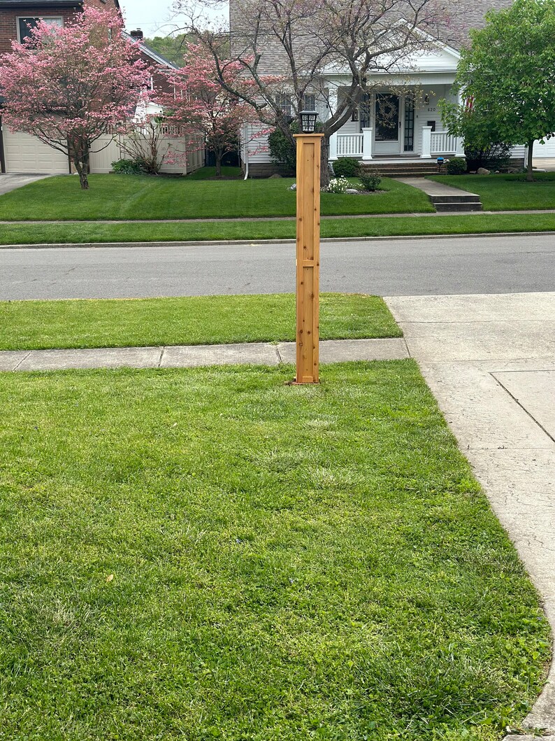 Wooden Cedar Lamp Post With Solar Light - Etsy