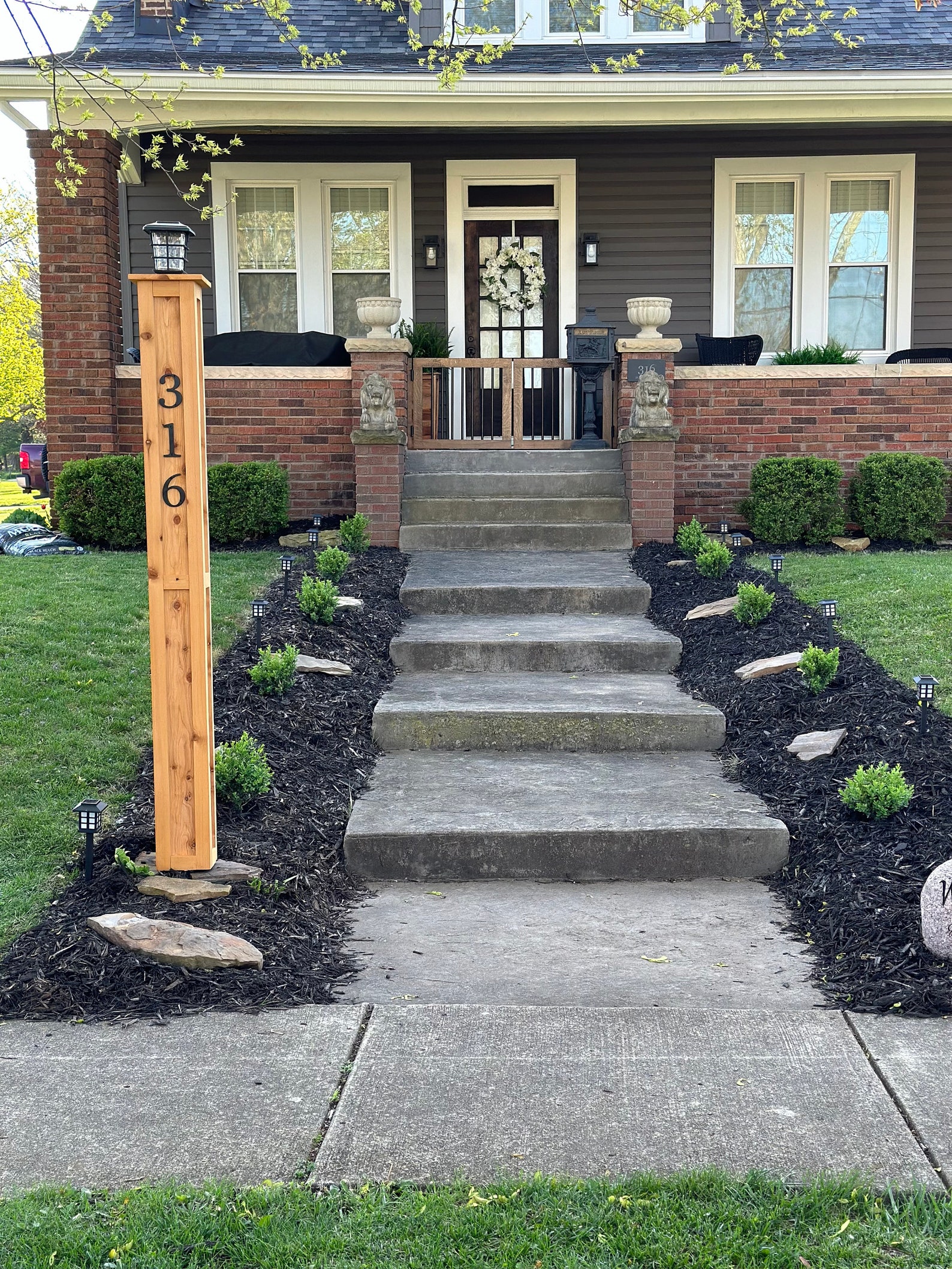 Wooden Cedar Lamp Post With Solar Light - Etsy