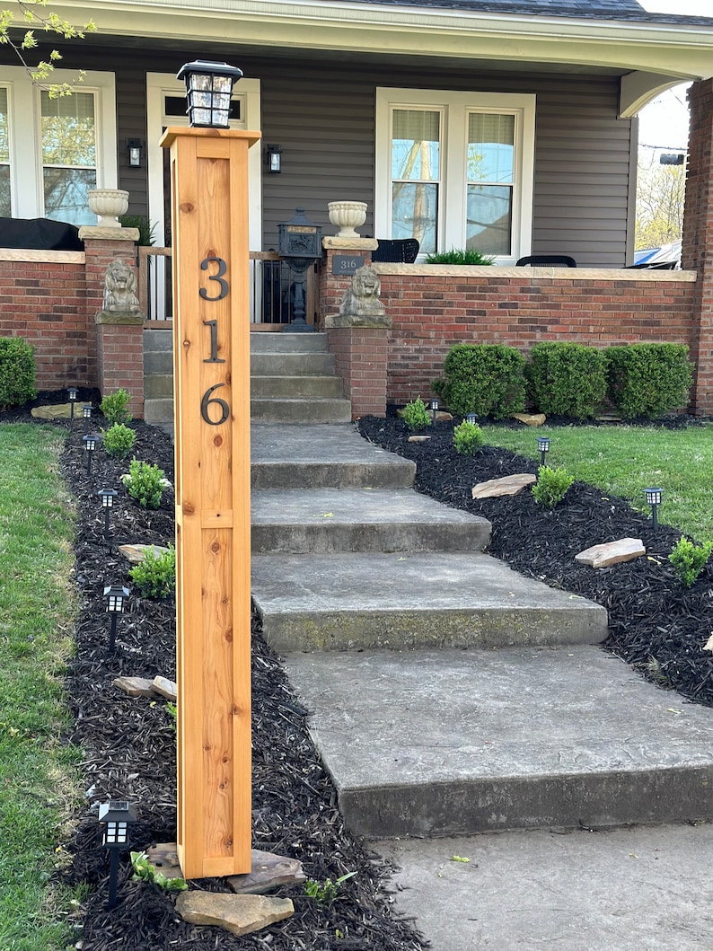 Wooden Cedar Lamp Post With Solar Light - Etsy