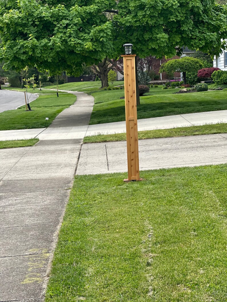 Wooden Cedar Lamp Post With Solar Light - Etsy