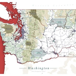 Printable Map of Washington State - Etsy