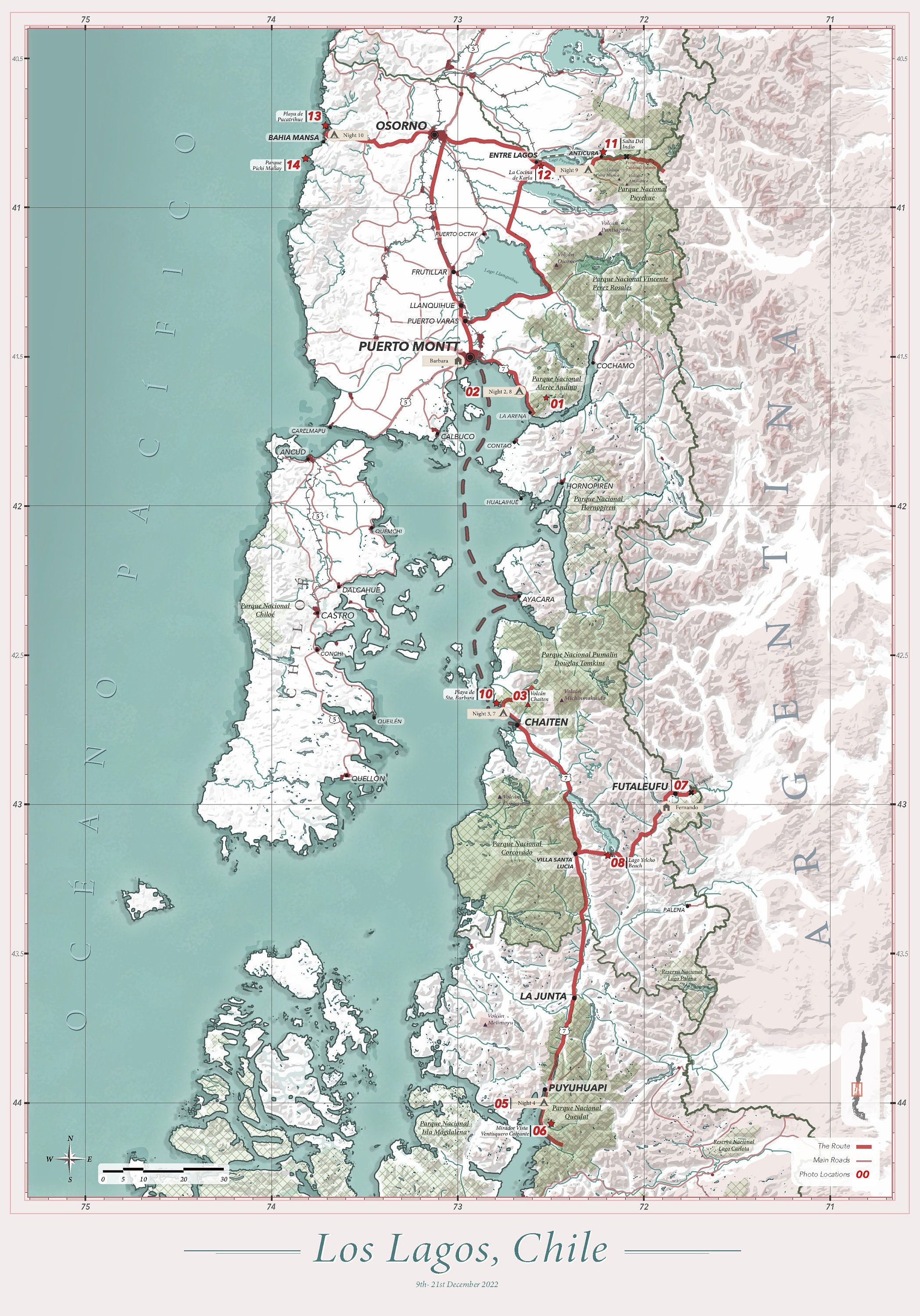 Printable Map of Los Lagos Chile - Etsy
