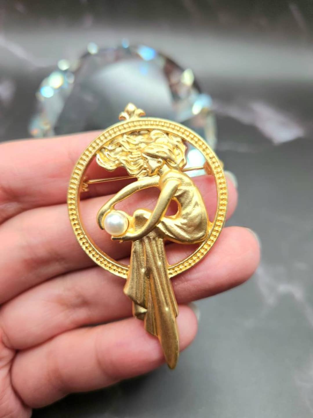 Vintage Inspired Cynthia Brooch Moon Goddess and Moon, Celestial Style ...