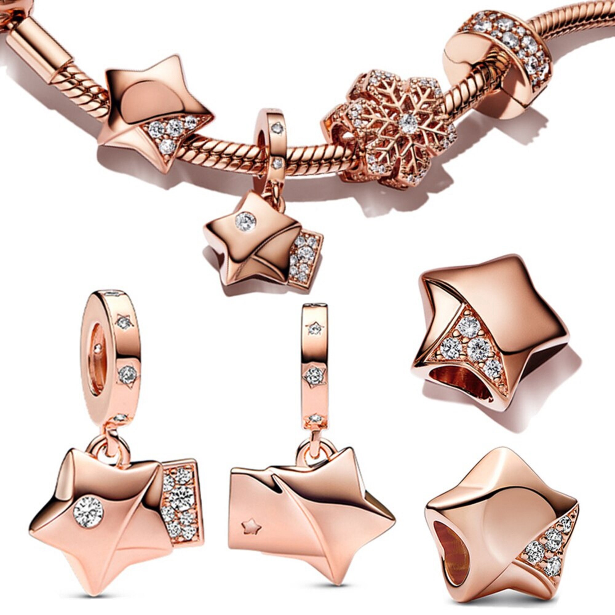 New 925 Sterling Silver Rose Gold Couple Dangle Charms Fit 925 - Etsy