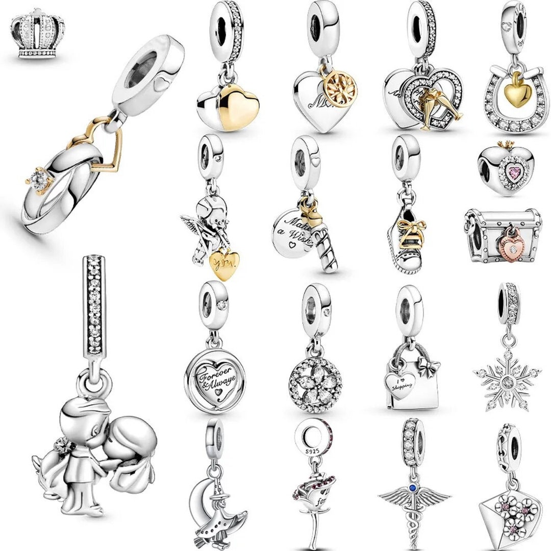 925 Silver Sterling Charm Two-tone Wedding Dangle Pendant Fit Original ...