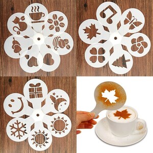 19pcs Coffee Stencils Fancy Coffee Printing Model Foam Spray Cake ...