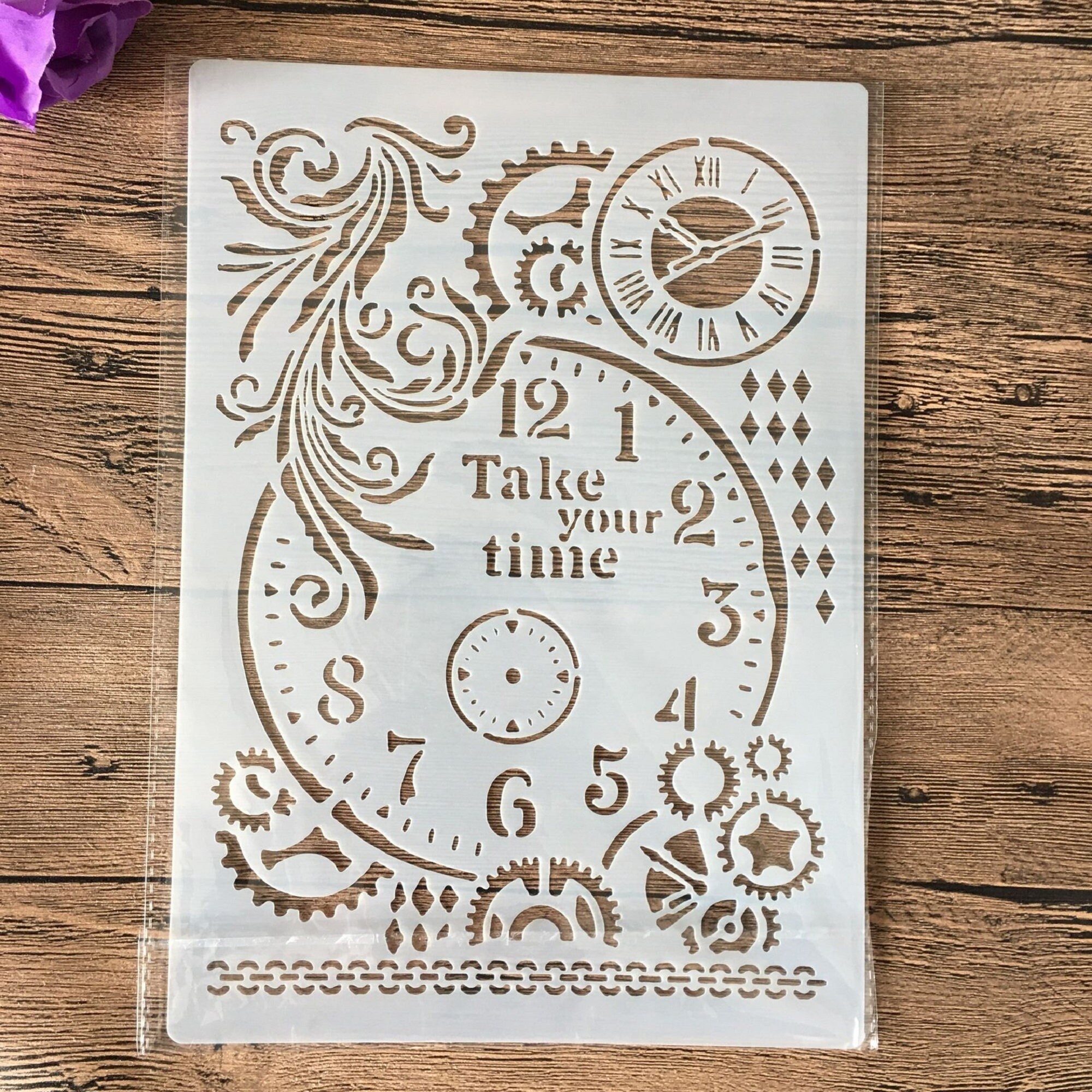 A4 Size Clock Flower Wall Painting Stencils Stamp Scrapbook Album ...