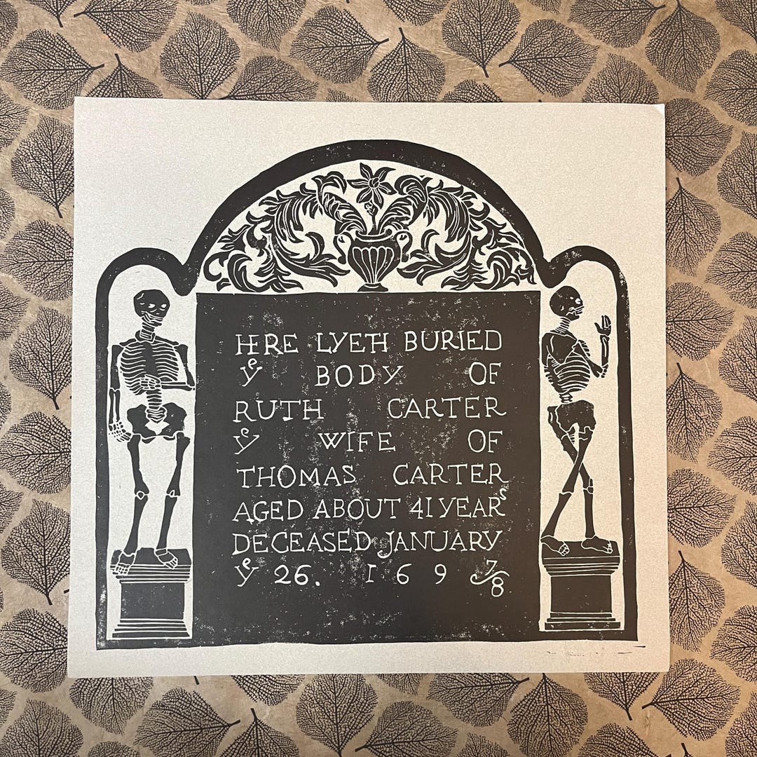 Ruth Carter Gravestone - Grave Block Print Based of Actual Gravestone ...