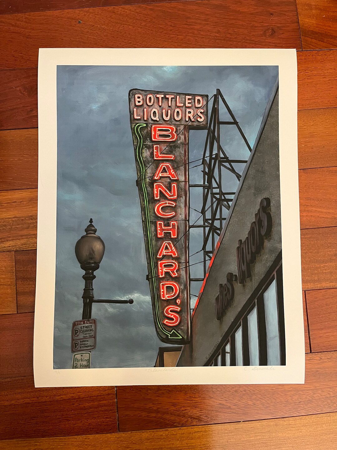 Blanchard’s Neon Sign - Glow-in-the-dark Giclée Art Print, Hand ...