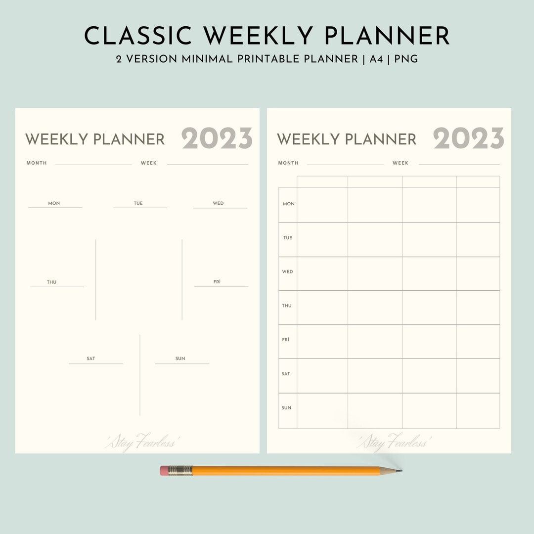 CLASSIC WEEKLY PLANNER, Weekly Template, Planner Classic, Weekly ...