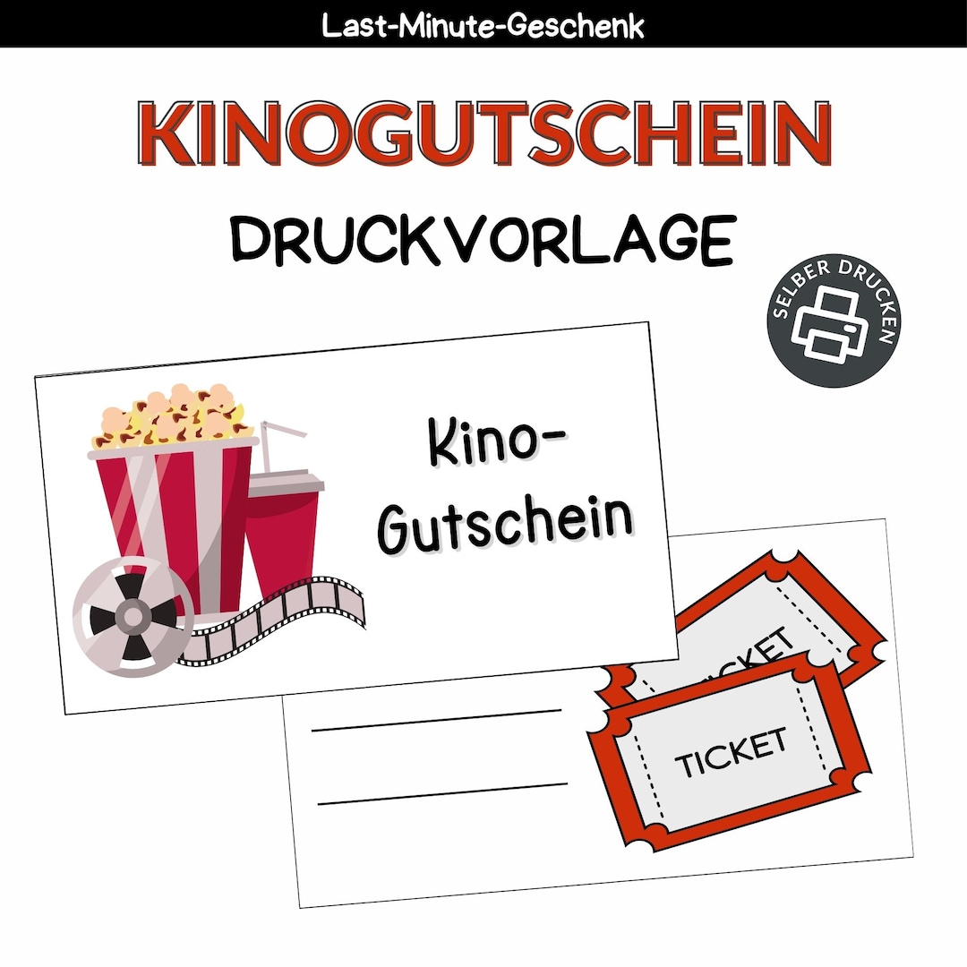 Kinogutschein zum Ausdrucken | Druckvorlage zum Selberdrucken ...