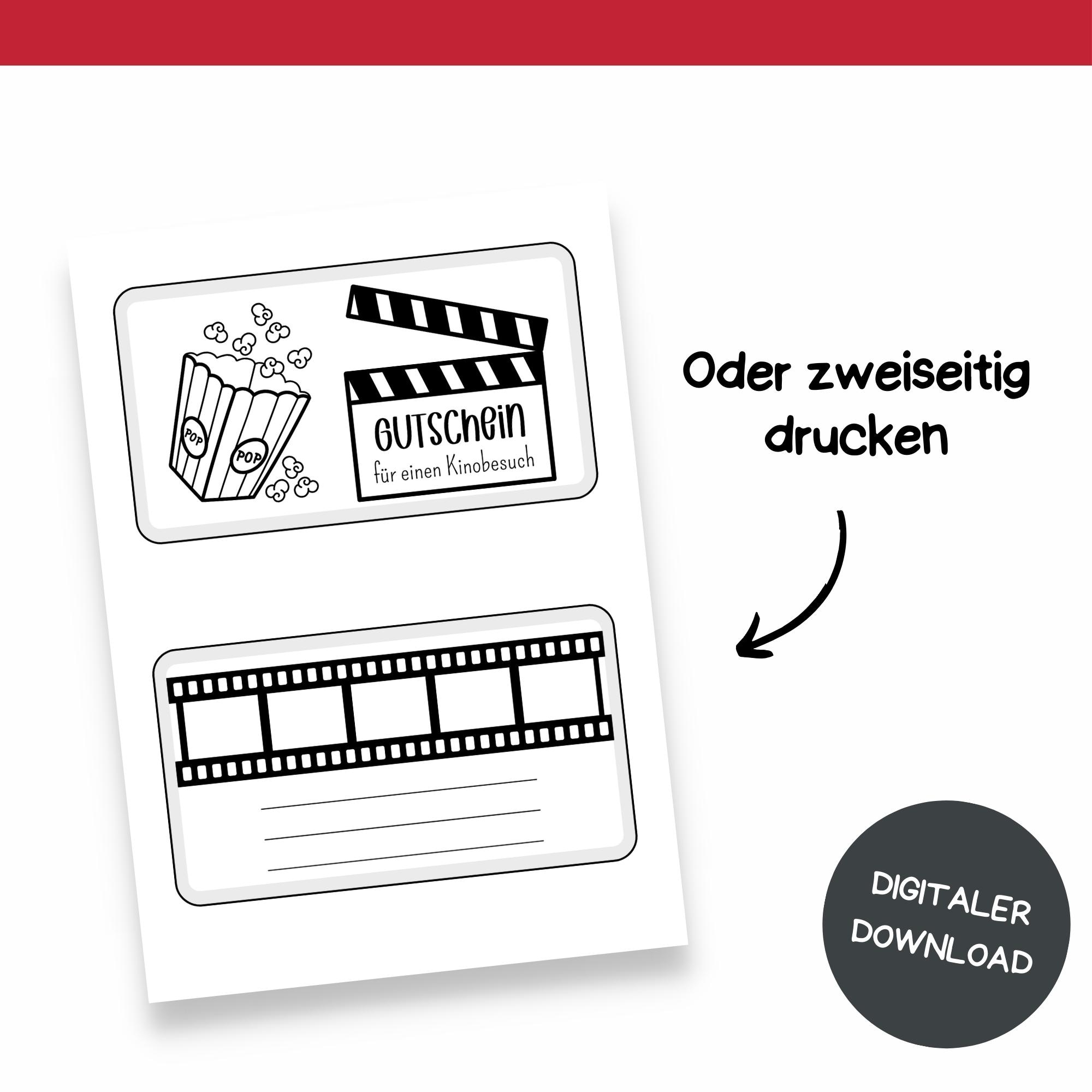 Kinogutschein zum Ausdrucken | Druckvorlage zum Selberdrucken ...