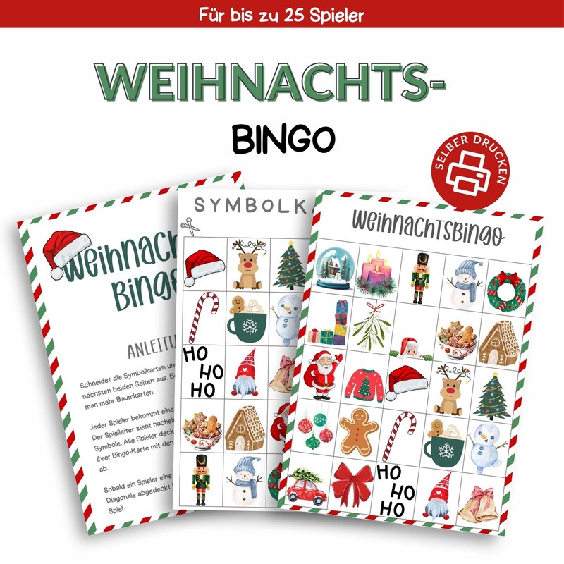 Weihnachten bingo ausdrucken - Etsy.de