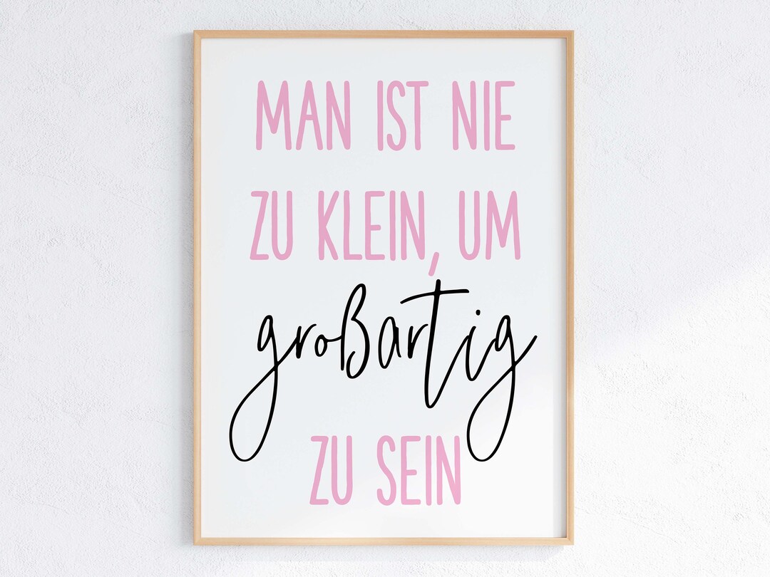 Digital Poster You Are Never Too Small to Be Great Pink A4 - Etsy