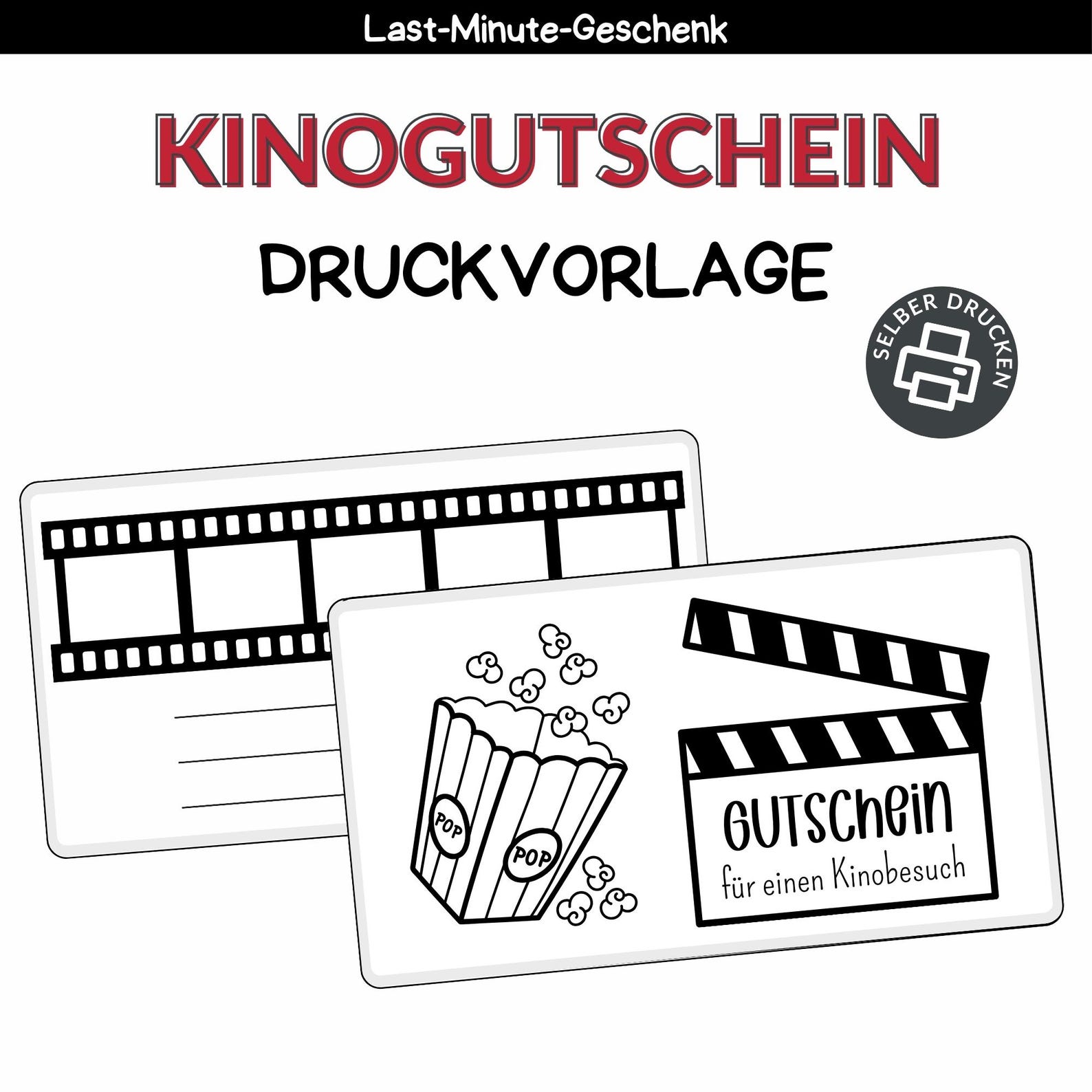 Kinogutschein zum Ausdrucken | Druckvorlage zum Selberdrucken ...