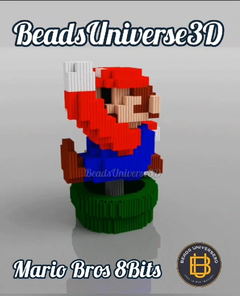 MARIO BROS 8BITS 3D PATTERN - Etsy