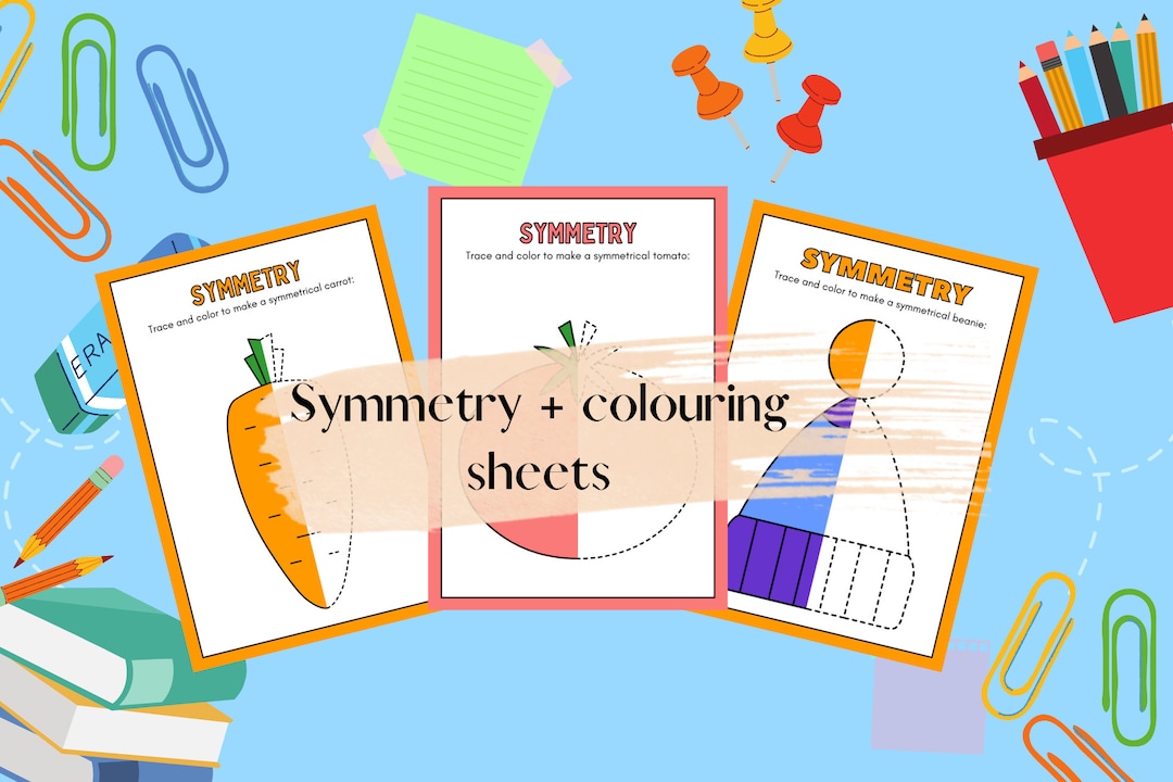 Printable Worksheet for Kids Symmetry and Colour - Etsy