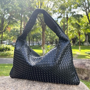 Large Leather Woven Bag for Women, Woven Leather Tote, Woven Clutch Bag ...