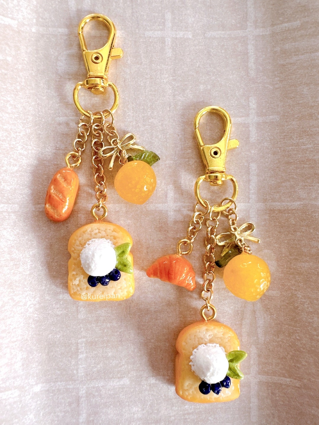 Blueberry Lemon Toast Keychain | Resin Keychain | Food Keychain ...