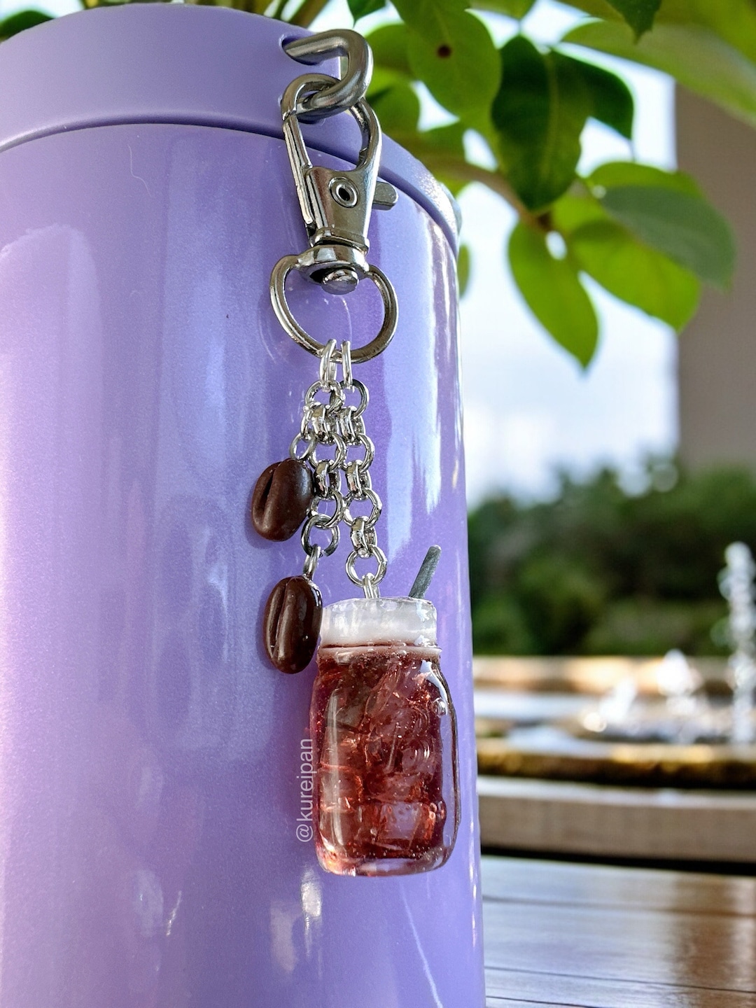 Cute Miniature Iced Coffee Keychain With Coffee Beans Charm | Miniature ...