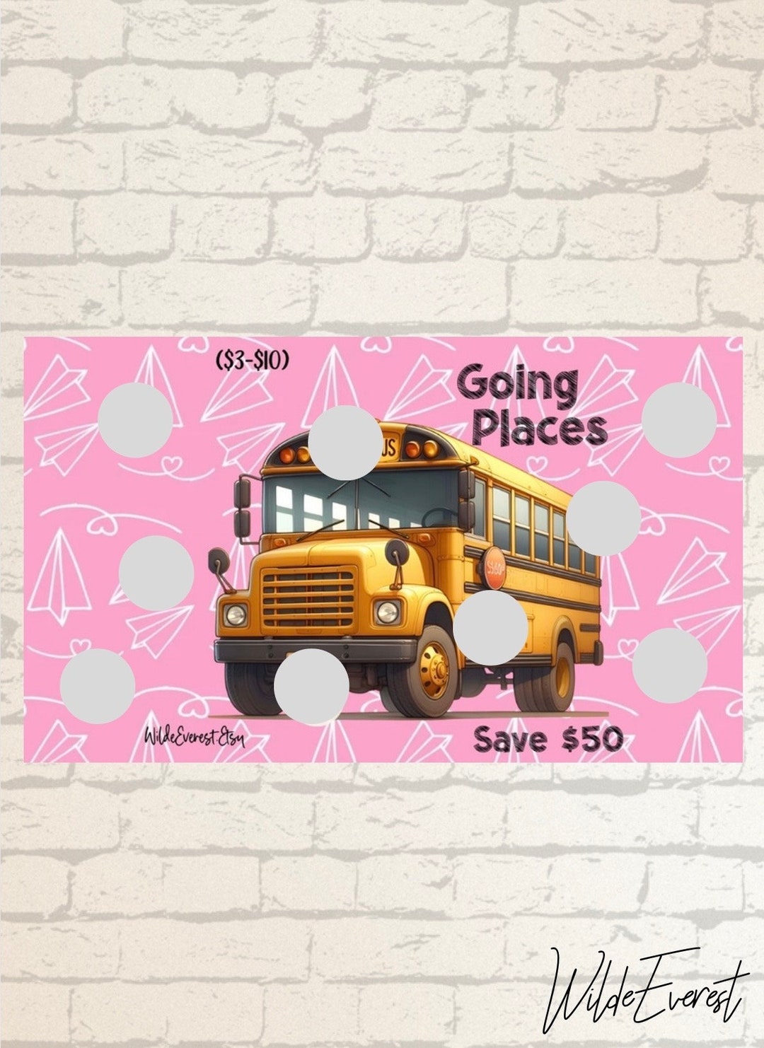 Going Places School Bus scratch and Save Challenge Low Income Budget - Etsy