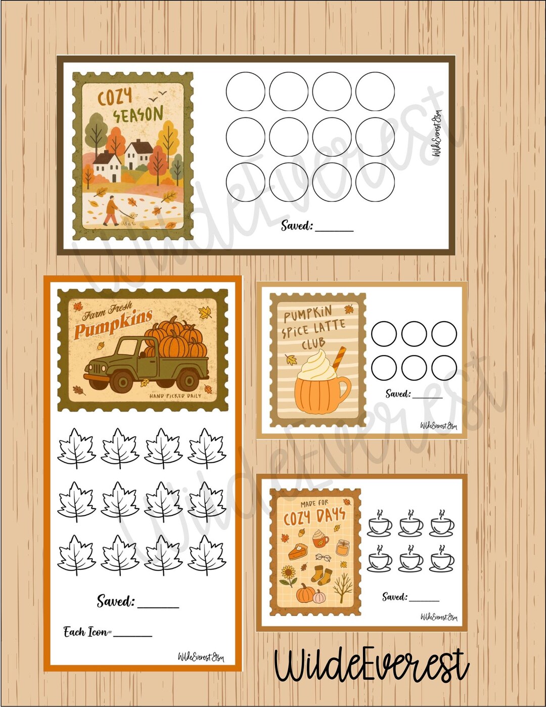 Fall Harvest | Roll and Save | Budget Savings Challenges | Set of 4 ...