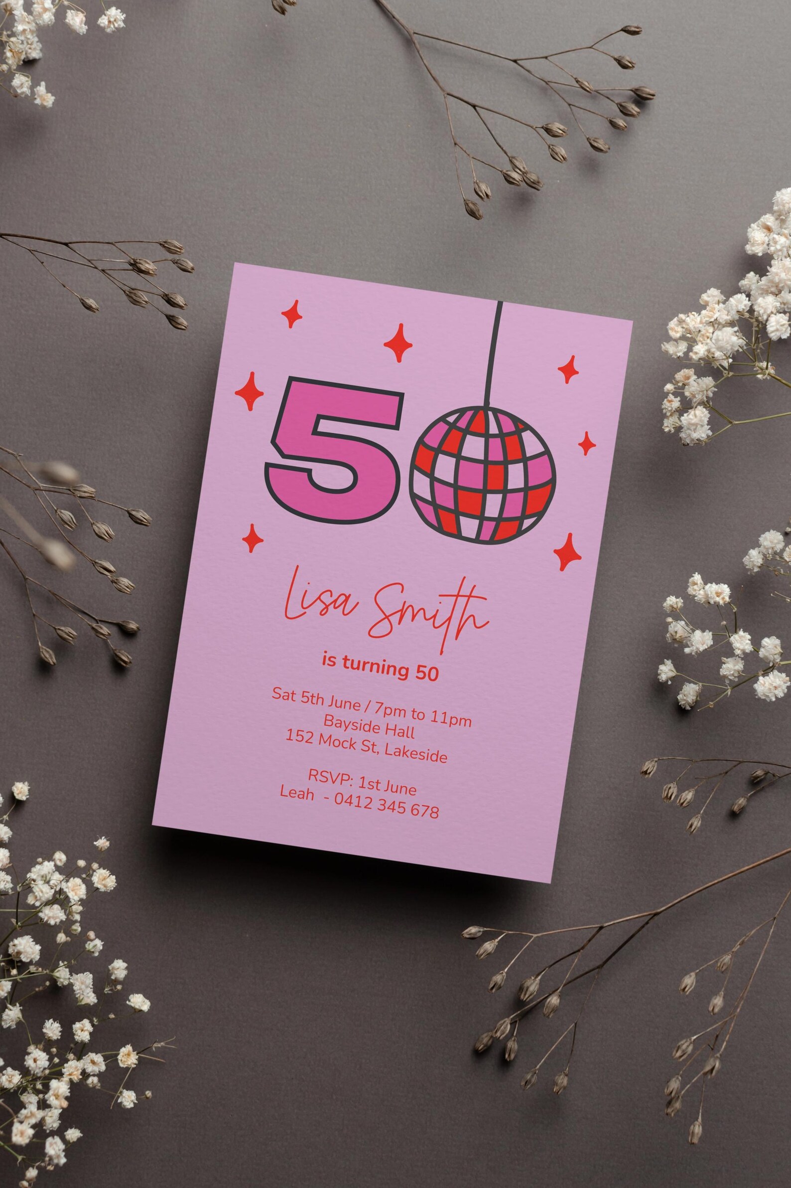 Disco 50th Birthday Invitation: (editable Printable Evite Template ...