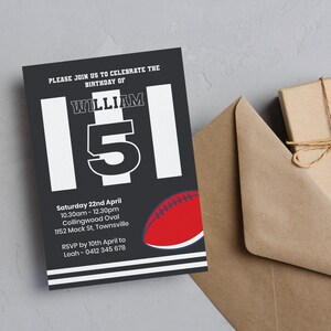 Collingwood Birthday Invitation: Aussie Rules Football Magpies Party ...